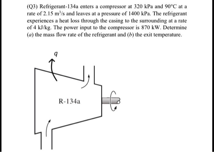 SOLVED: Please do not approximate any number from thermo tables. (Q3) Refrigerant-134a enters ...