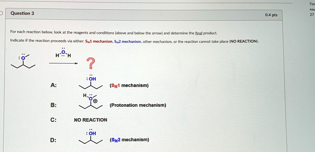question 3 for each reaction below look at the reagents and conditions above and below the arrow ...