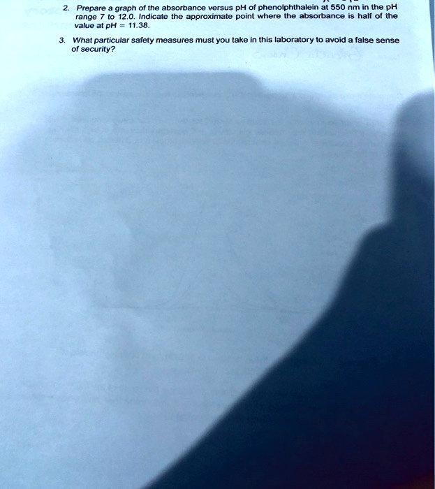 SOLVED:Prepare graph of the absorbance versus pH phenolphthalein at 550 ...
