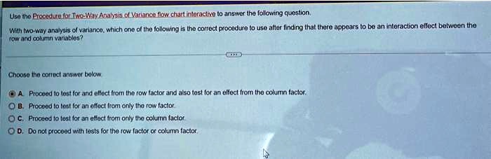 SOLVED: Option A is incorrect. Use the Procedure for Two-Way Analysis of Variance flow chart ...