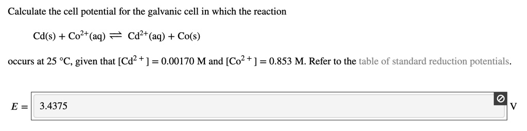 Calculate The Cell Potential For The Galvanic Cell In… Solvedlib