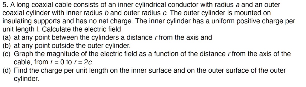 SOLVED: 5. A long coaxial cable consists of an inner cylindrical ...