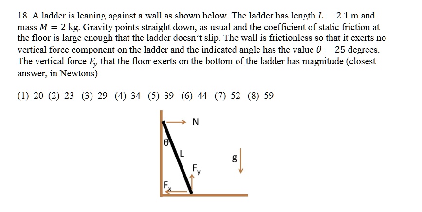 18. A ladder is leaning against a wall as shown below. The ladder has ...