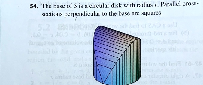 SOLVED: 54. The base of S is a circular disk with radius /. Parallel cross- sections ...