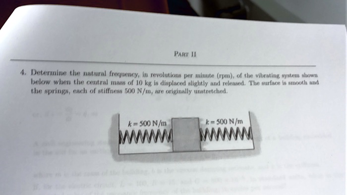 SOLVED: PART II 4. Determine the natural frequency, in revolutions per minute (rpm), of the ...