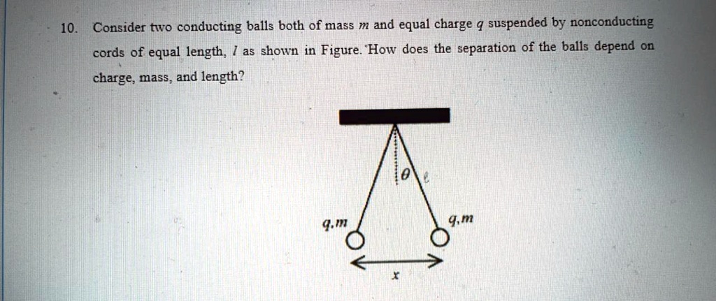 10 consider two conducting balls both of mass m and equal charge q suspended by nonconducting ...
