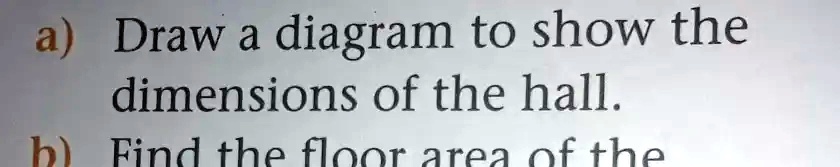 SOLVED: a) Draw a diagram to show the dimensions of the hall. Find the ...
