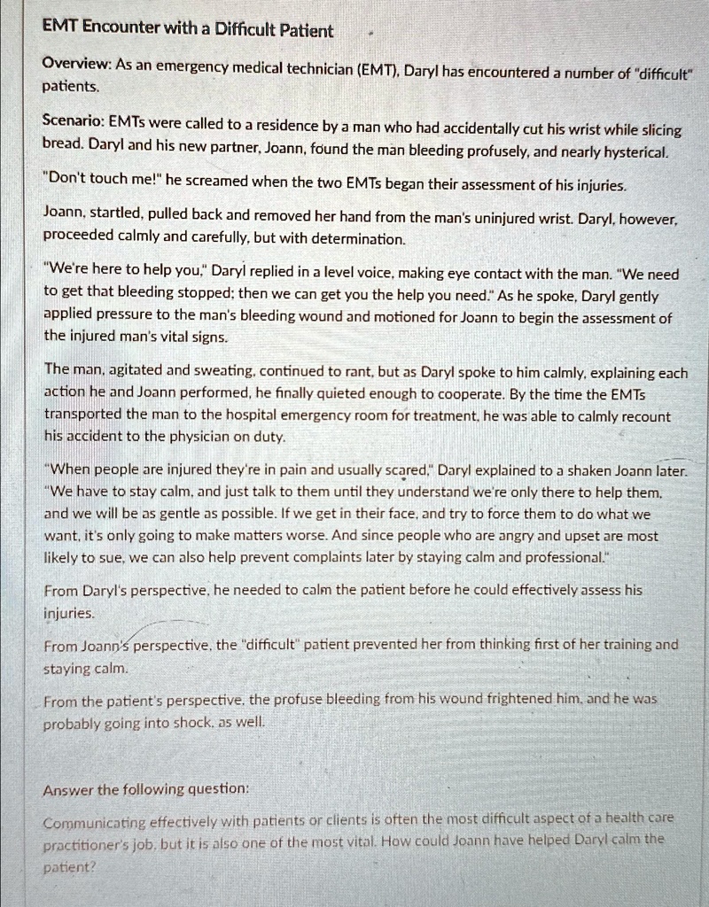 emt encounter with a difficult patient overview as an emergency medical ...