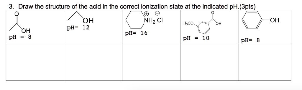 draw the structure of the acid in the correct ionization state at the ...