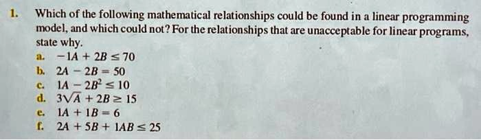 SOLVED: 1. Which of the following mathematical relationships could be ...