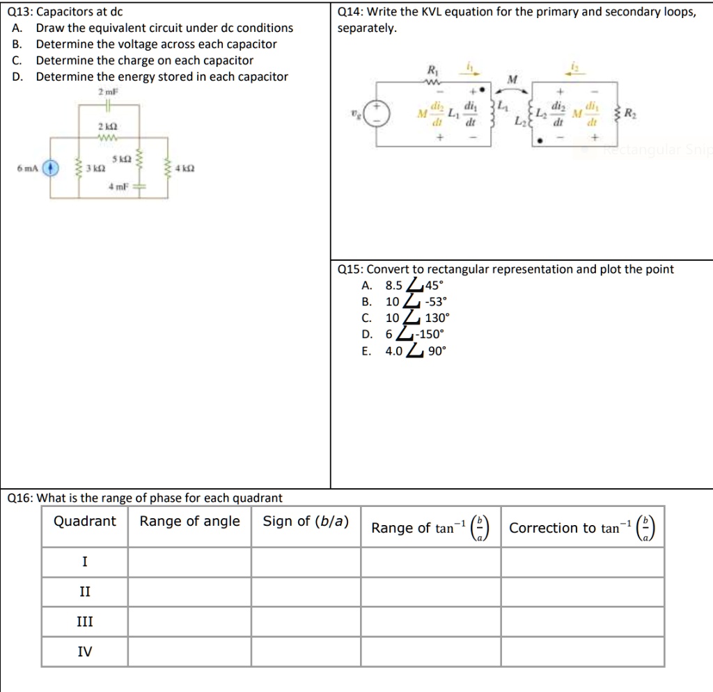 Q13: Capacitors at dc A. Draw the equivalent circuit under dc ...