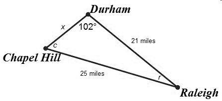 SOLVED: 'On a map, the North Carolina cities of Raleigh, Durham, and ...