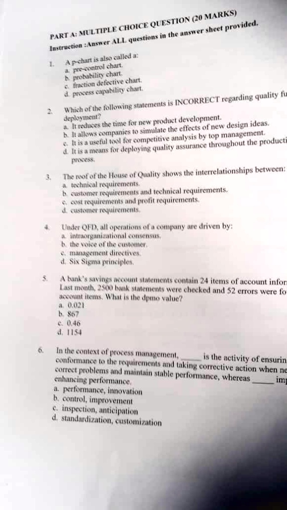 SOLVED: PART A MULTIPLE CHOICE QUESTION 20 MARKS Instructions: Answer ALL questions in the ...