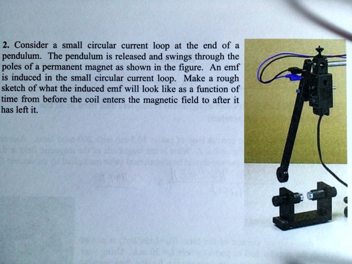 SOLVED: Consider a small circular current loop at the end of a pendulum. 2. Consider a small ...