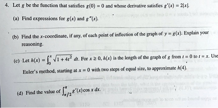 let g be the function that satisfies g0 0 and whose derivative ...