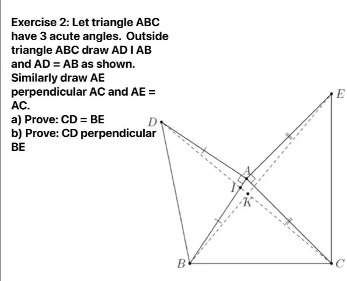 SOLVED: Exercise 2: Let triangle ABC have 3 acute angles. Outside ...