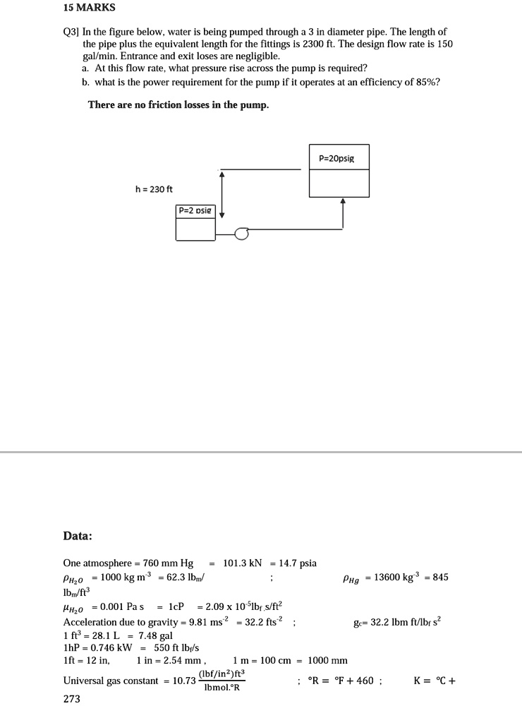 15 marks q3 in the figure below water is being pumped through a 3 in ...