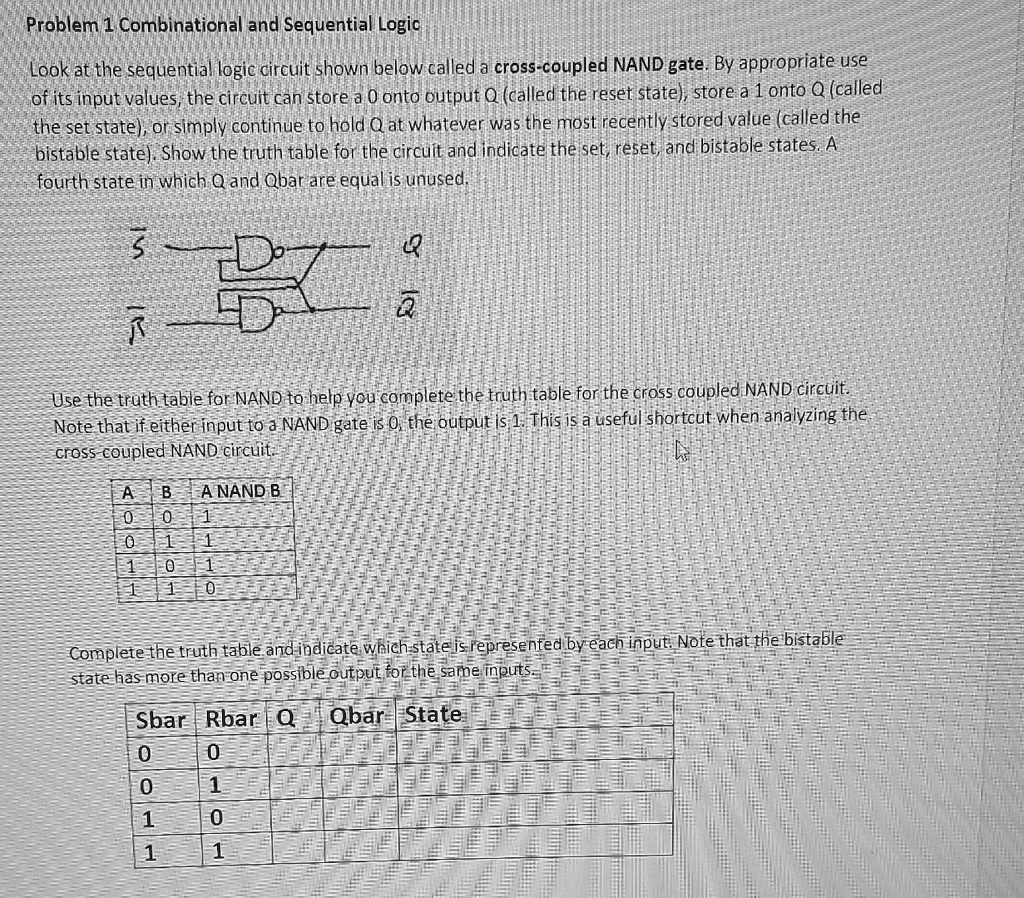 SOLVED Problem 1 Combinational And Sequential Logic Look At The