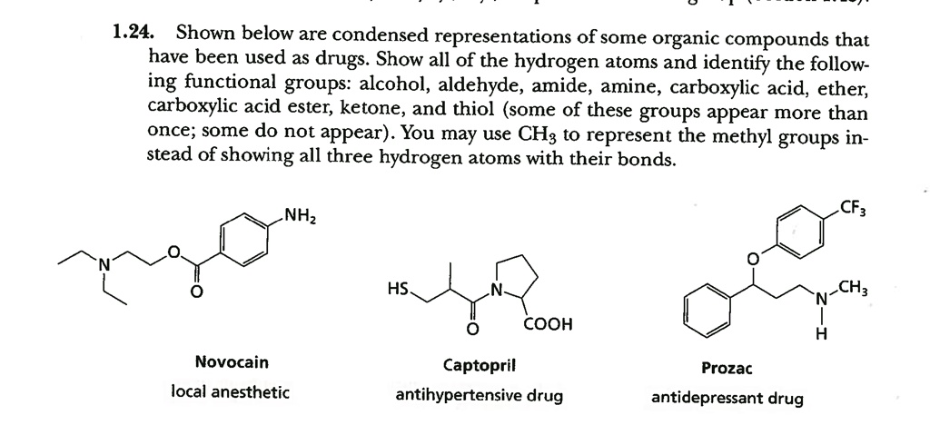 SOLVED:1.24 Shown below are condensed representations of some organic ...