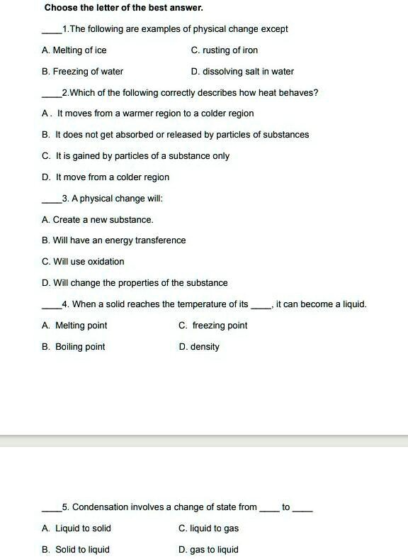 SOLVED: Choose the letter of the best answer for each science subject ...