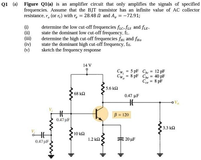 SOLVED: Figure Q1a is an amplifier circuit that only amplifies the signals of specified ...