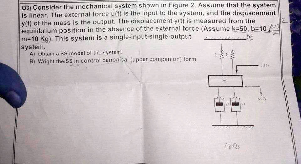 q3 consider the mechanical system shown in figure 2assume that the system is linearthe external ...