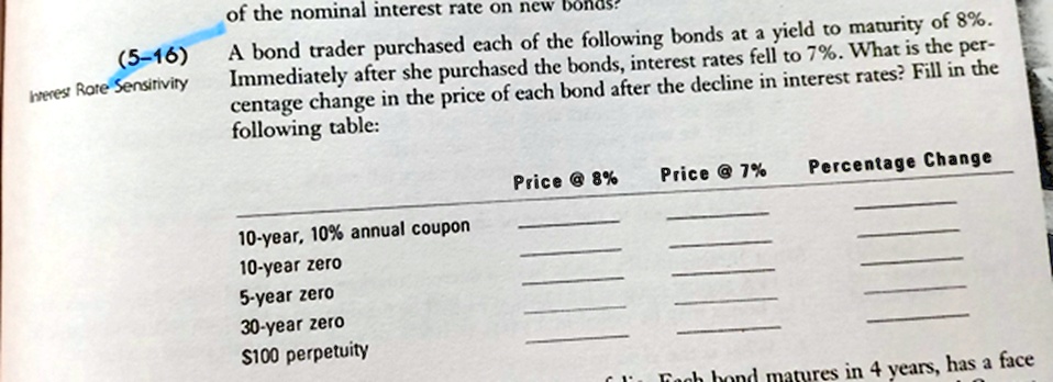 SOLVED: Of the nominal interest rate on new bonds yield maturity of 8%. Purchased each of the ...