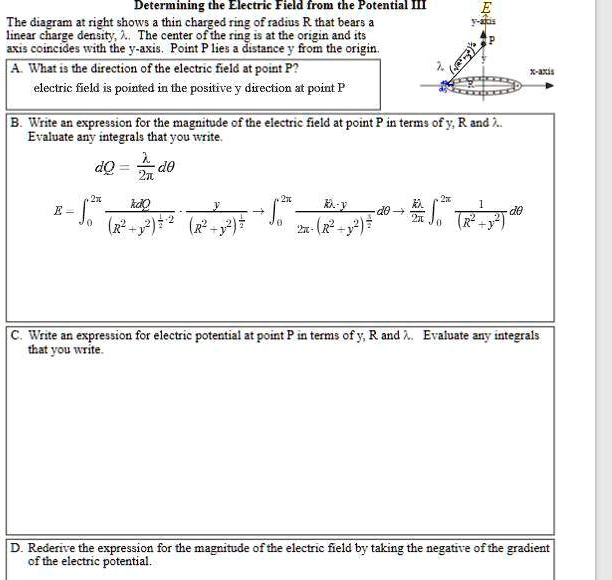 Determining the Electric Field from the Potential III The diagram at ...