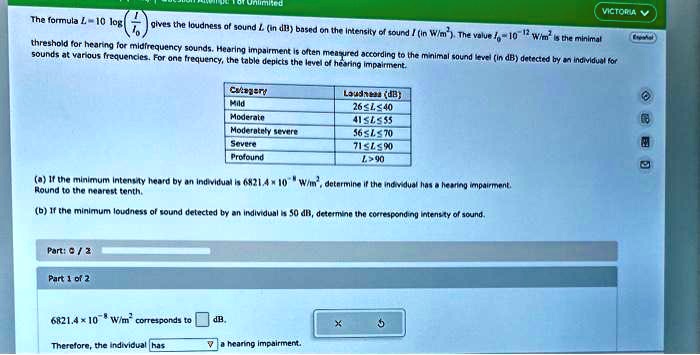 The formula L = 10 log((I)/(I0)) gives the loudness of sound L (in dB ...