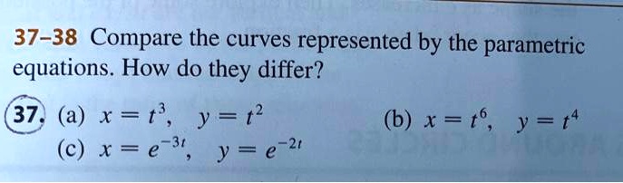 SOLVED: 37-38 Compare the curves represented by the parametric ...