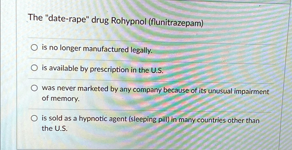 The "date-rape" drug Rohypnol (flunitrazepam) ? is no longer ...