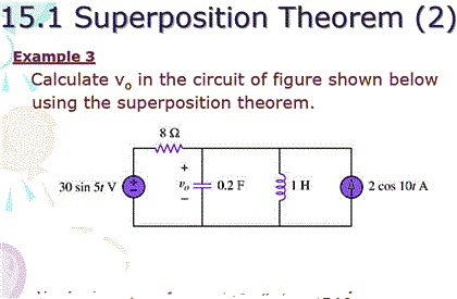 SOLVED: Example 3: Calculate v in the circuit of the figure shown below using the superposition ...