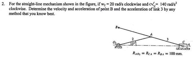 for the straight line mechanism shown in the figureif w20 rads ...