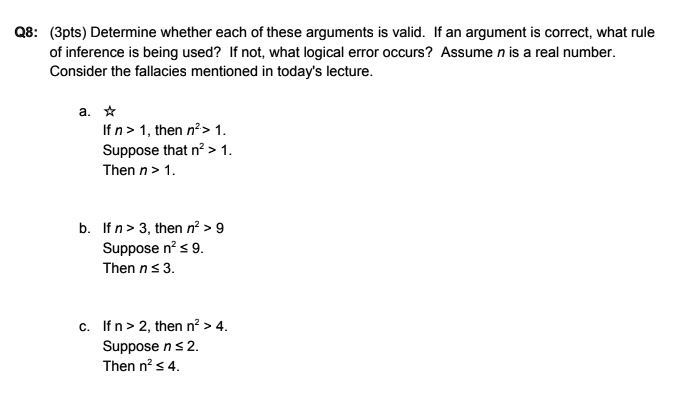 Q8 3pts Determine Whether Each Of These Arguments Is Valid If An