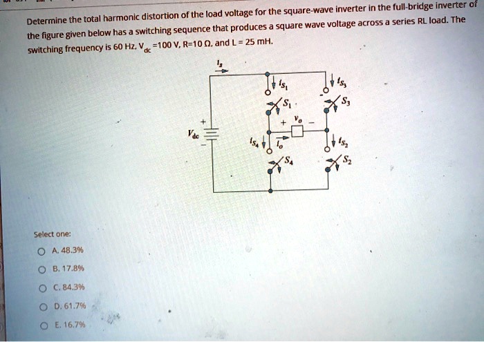 SOLVED: Determine the total harmonic distortion of the load voltage for the square-wave inverter ...