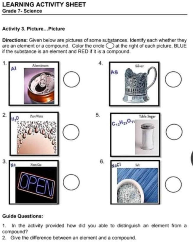 LEARNING ACTIVITY SHEET Grade 7-Science Activity 3. Picture...Picture ...