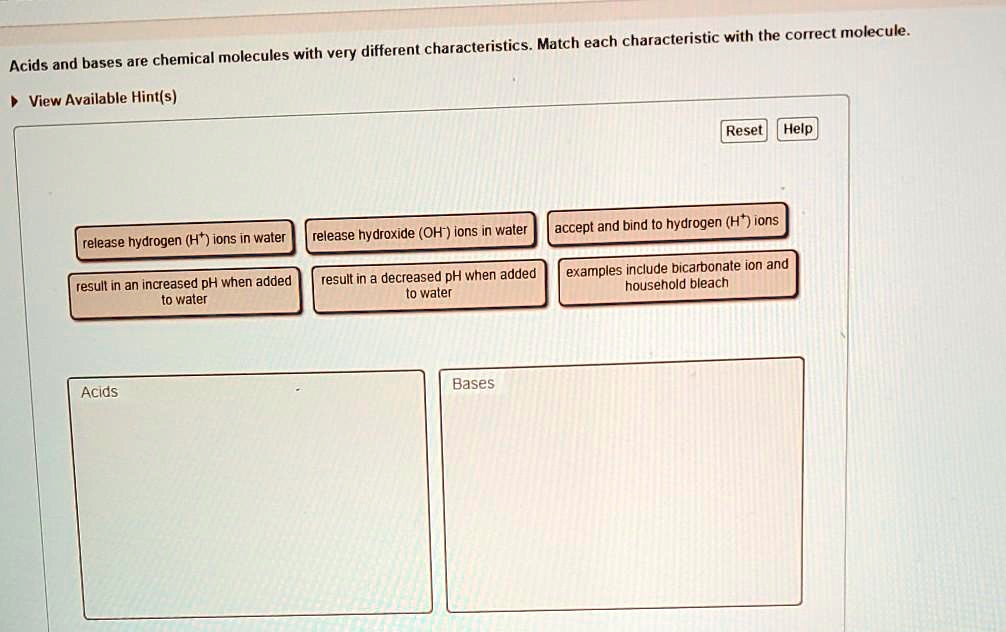 SOLVED: Match each characteristic with the correct molecule chemical ... SOLVED: Match each characteristic with the correct molecule chemical ...