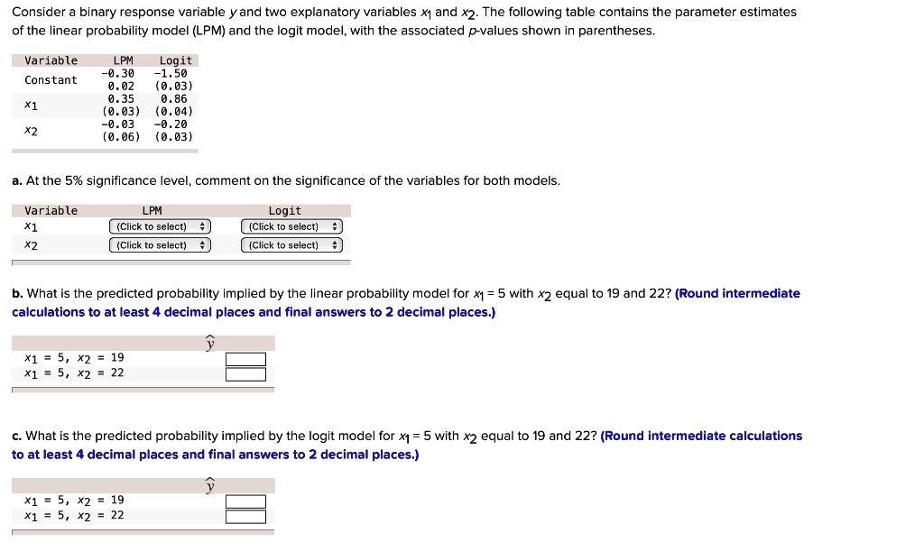 Solved Consider Binary Response Variable Y And Two Explanatory Variables X1 And X2 The