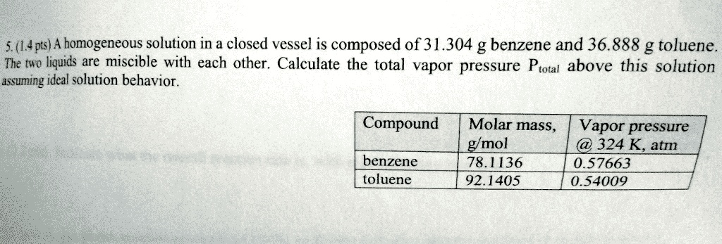 SOLVED: ' A homogeneous solution in a closed vessel is composed of 31. ...