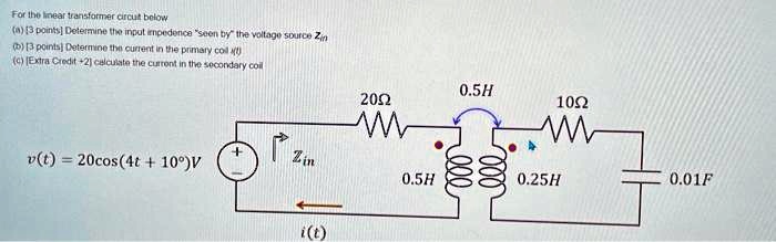 For the linear transformer circuit below (a) [3 points] Determine the input impedance s̈een ...