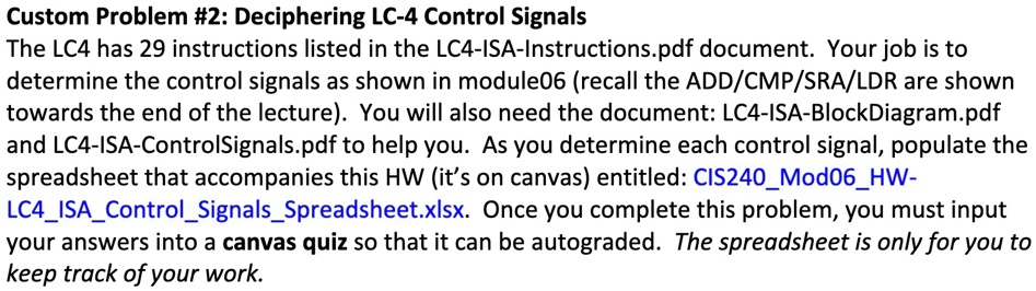 custom problem 2 deciphering lc 4 control signals the lc4 has 29 ...
