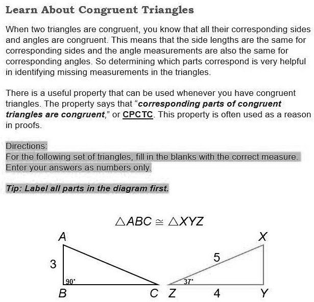 Learn About Congruent Triangles When two triangles are congruent, you ...