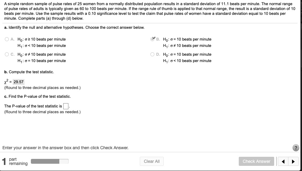 Solved Simple Random Sample Of Pulse Rates Of 25 Women From Normally Distributed Population