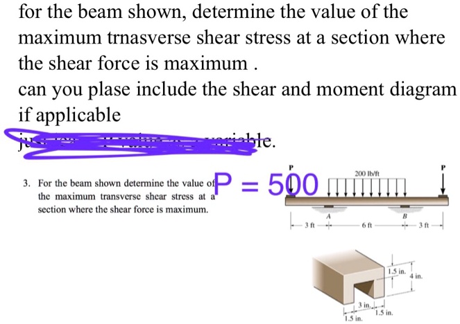 For the beam shown, determine the value of the maximum transverse shear ...