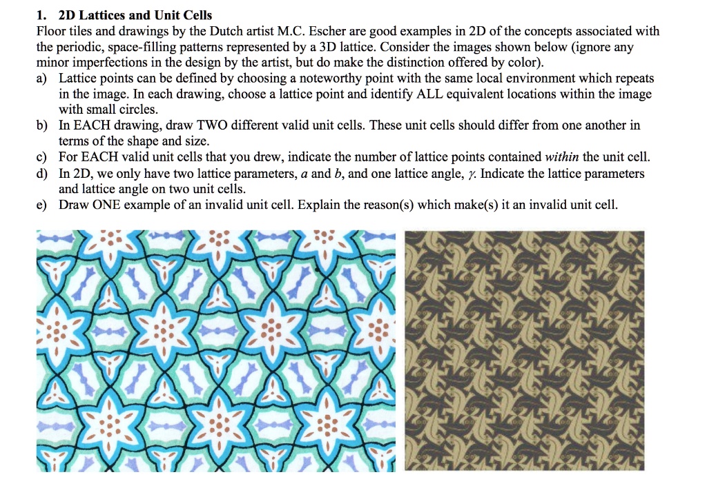 SOLVED: 1.2D Lattices and Unit Cells Floor tiles and drawings by the ...