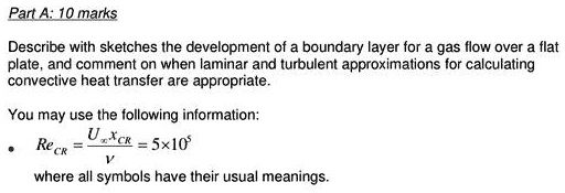 Part A: 10 marks Describe with sketches the development of a boundary layer for a gas flow over ...