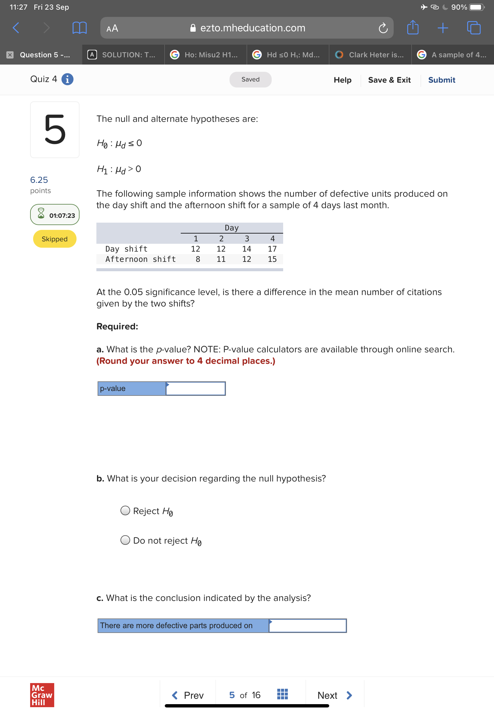 At the 0.05 significance level, is there a difference in the mean ...