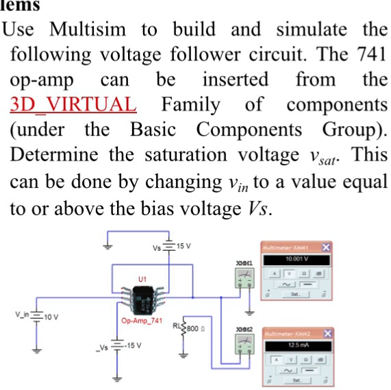 Solved Use Multisim To Build And Simulate The Following Voltage 7781