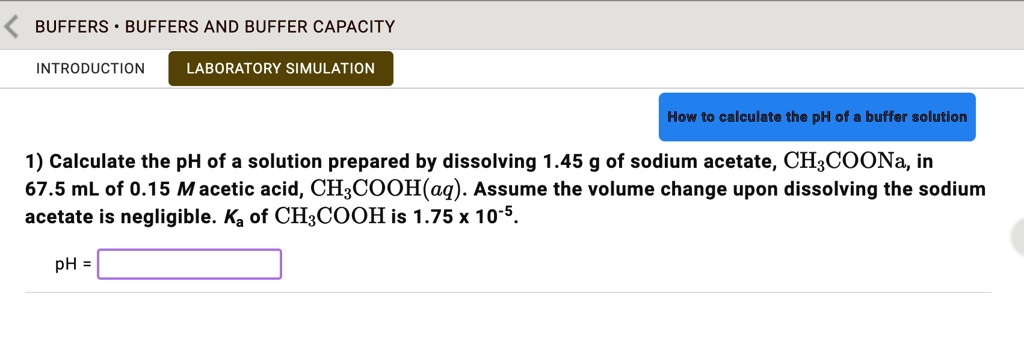 Buffers ·buffers And Buffer Capacity Introduction Laboratory Simulation How To Calculate The Ph