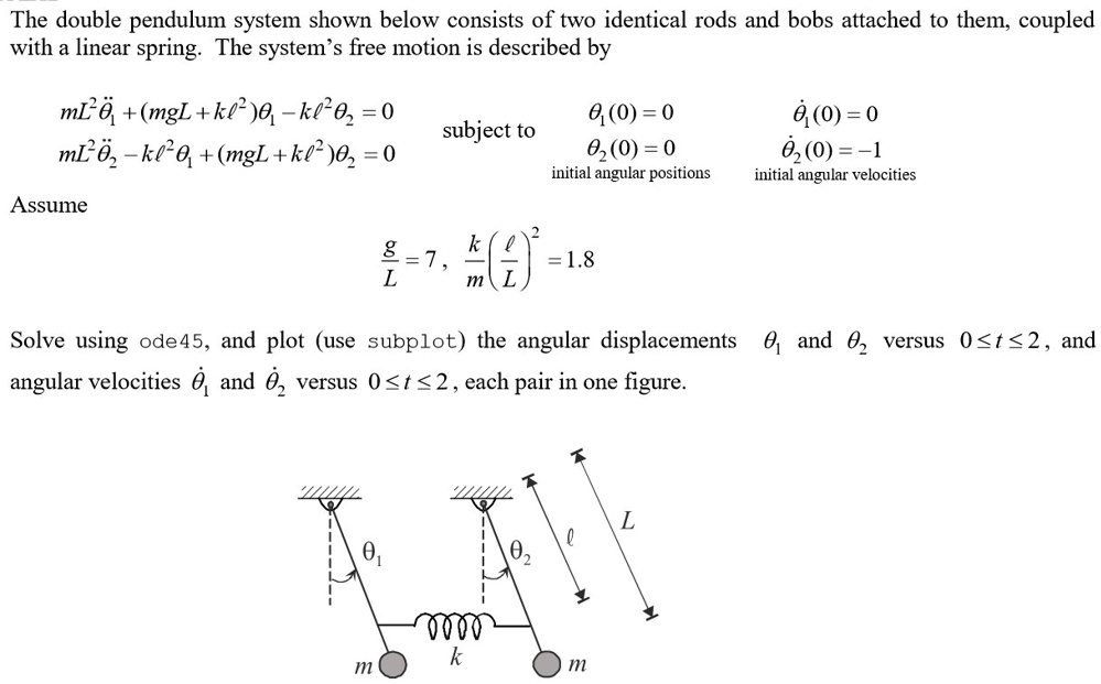 The double pendulum system shown below consists of two identical rods and bobs attached to them ...
